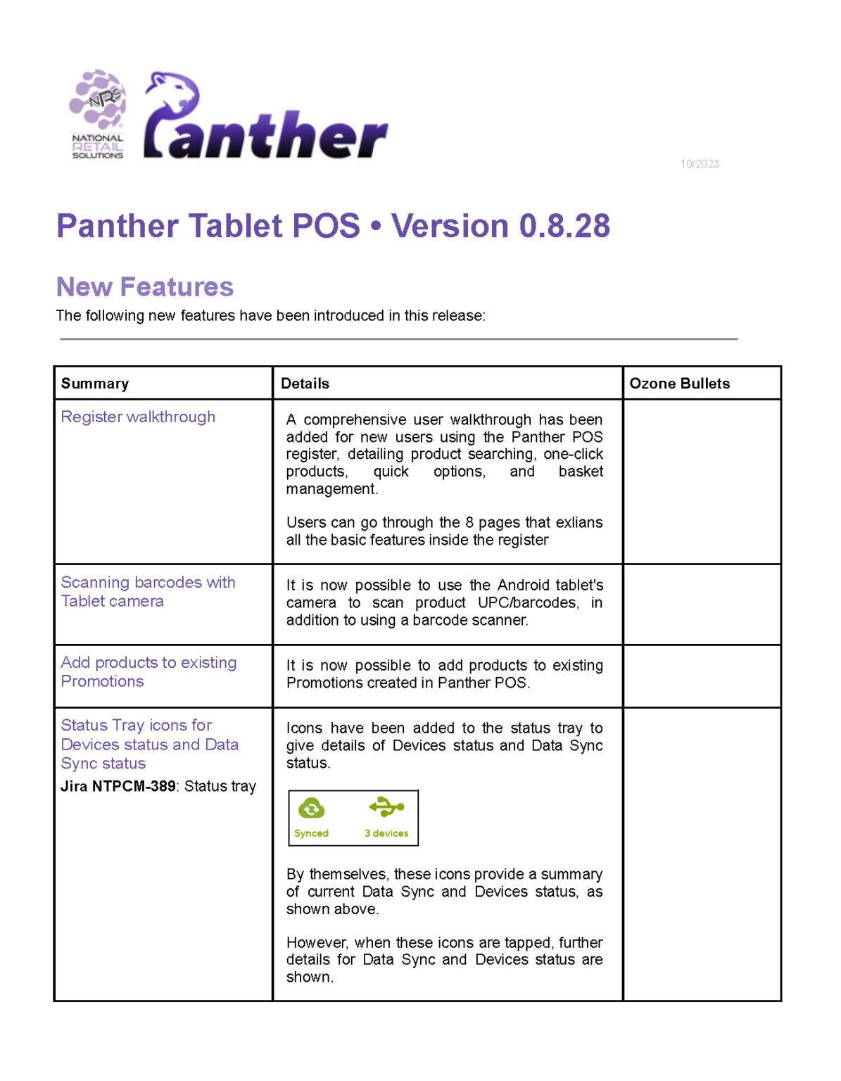Panther Tablet POS - CampNRS