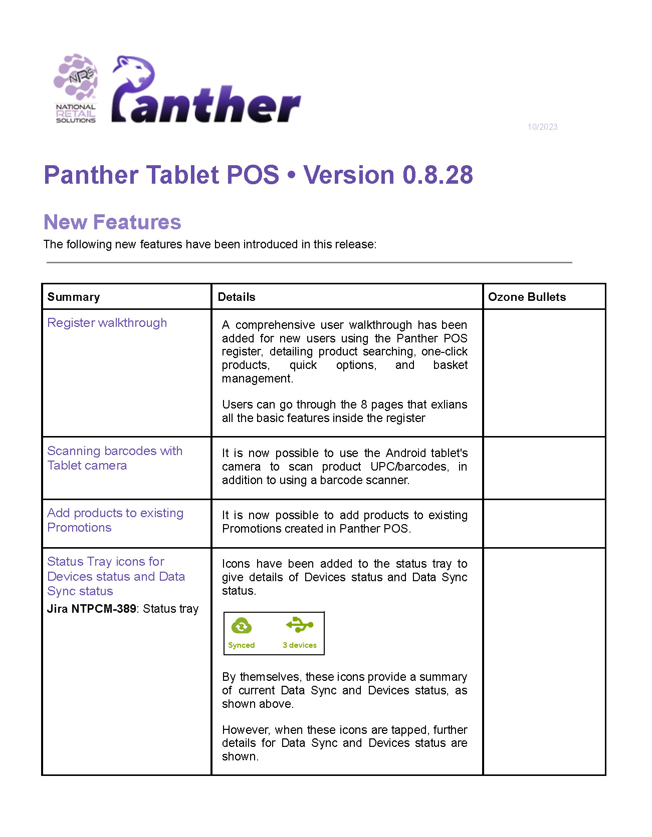 Panther Tablet POS - CampNRS