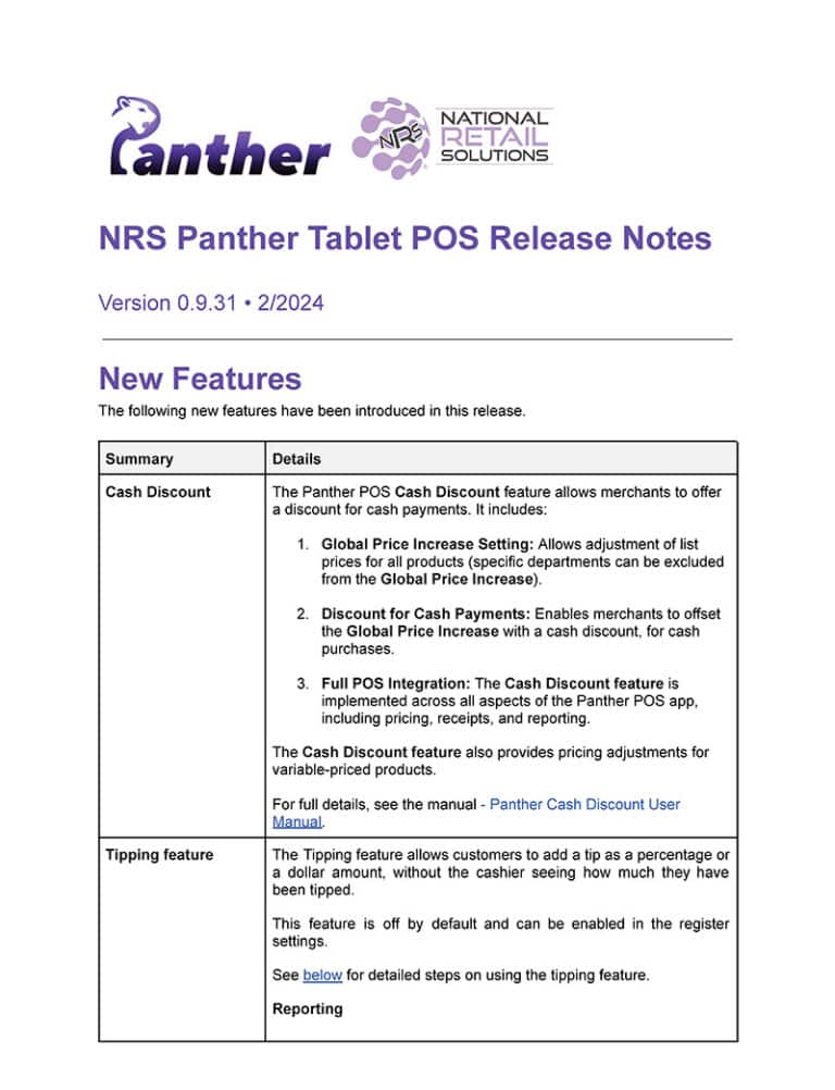Panther Tablet POS - CampNRS