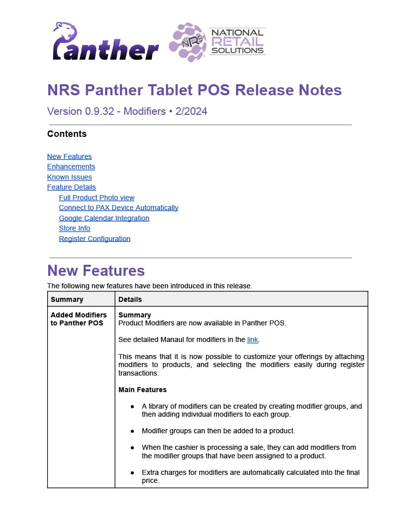 Panther Tablet POS - CampNRS