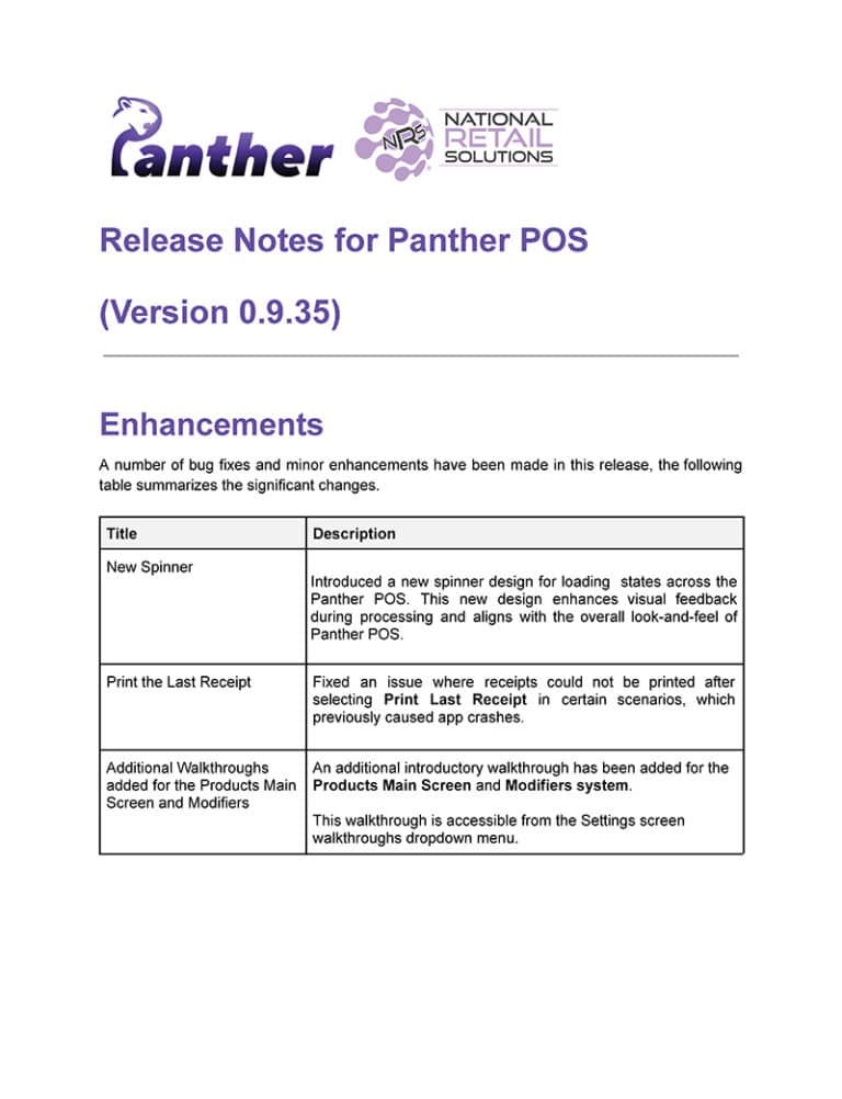 Panther Tablet POS - CampNRS