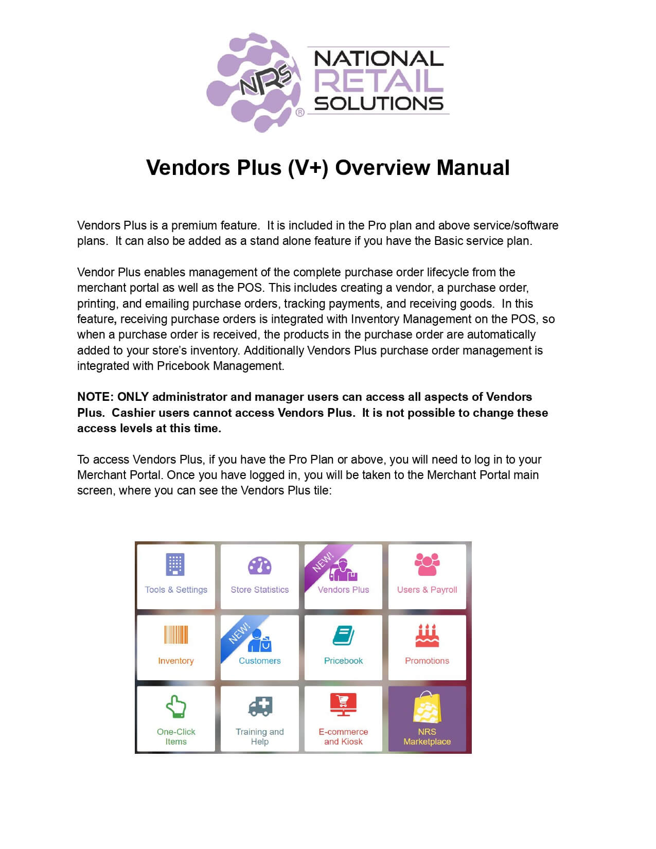 Vendors+ Manuals and Release Notes - CampNRS